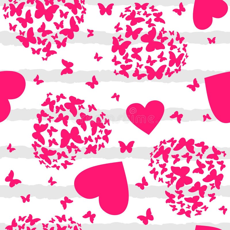 Butterfly and Heart Seamless Vector Pattern Stock Vector - Illustration ...