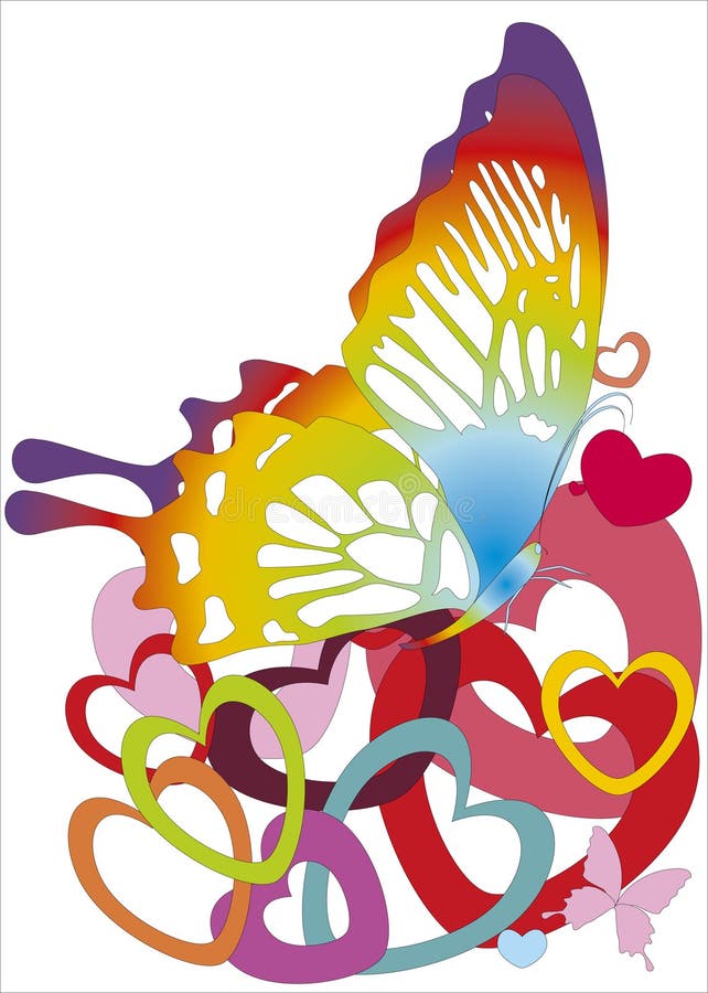 Butterfly on heart-shapes stock vector. Illustration of ornate - 13374753