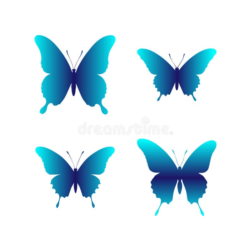 Butterfly Icon Set, Vibrant Butterfly Vector Illustrations in Gradient ...