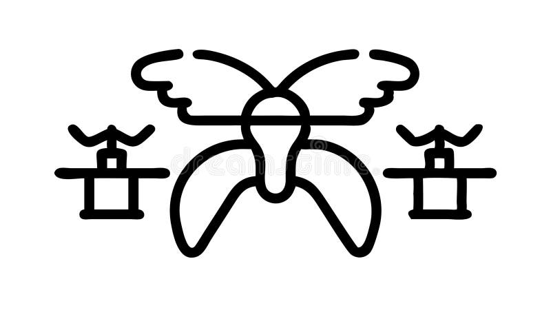 Butterfly Icon with a Solid Black Outline Vector Illustration, Vector ...