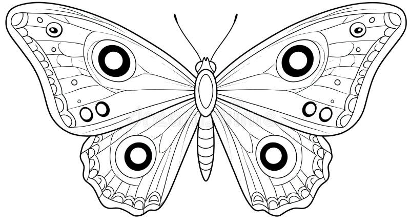 Coloring Page Featuring a Butterfly with Large, Circular Patterns on ...