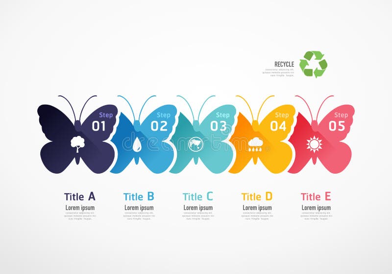Butterfly Infographic Template for Four Steps Stock Illustration ...