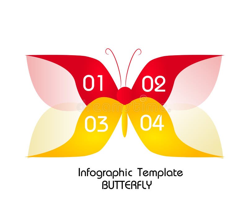 Butterfly Infographic Template for Four Steps Stock Illustration ...