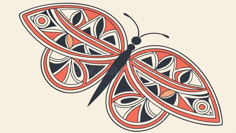 Butterfly with Intricate Geometric Wing Patterns Vector Design ...