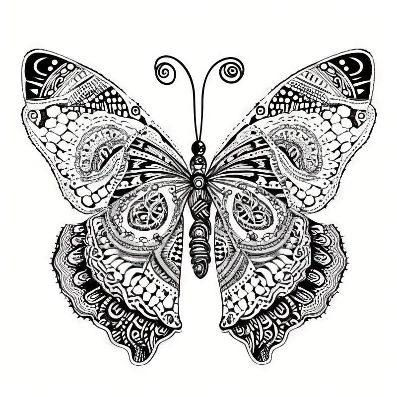 A Butterfly with Intricate Patterns on it S Wings Stock Illustration ...