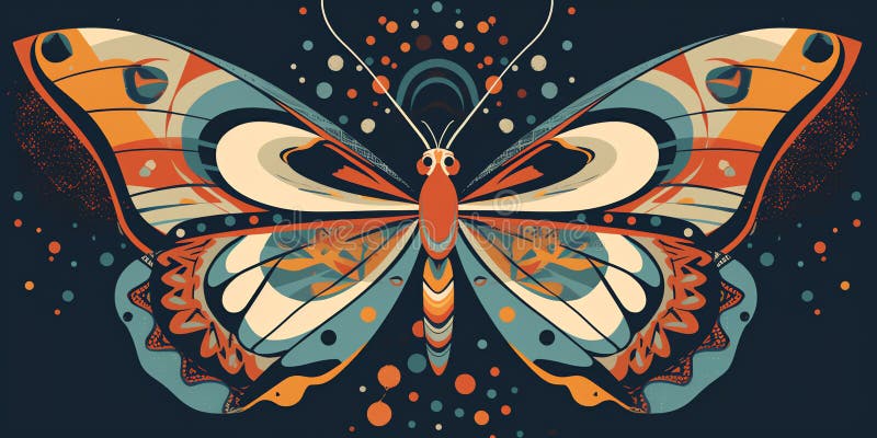 A Butterfly with Its Wings Spread Out, Each Wing a Different Color and ...