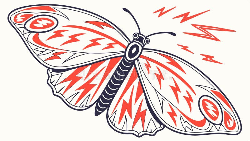 Butterfly Lightning Bolts Power Energy Transformation Vector Design ...
