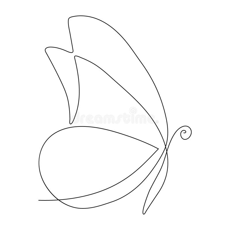 Butterfly Line Art Continuous Line Drawing of Isolated Vector One Line ...