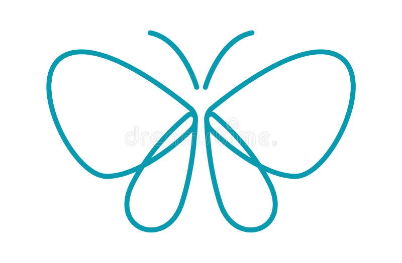 Butterfly Line Art Design Flat Icon Stock Vector - Illustration of ...