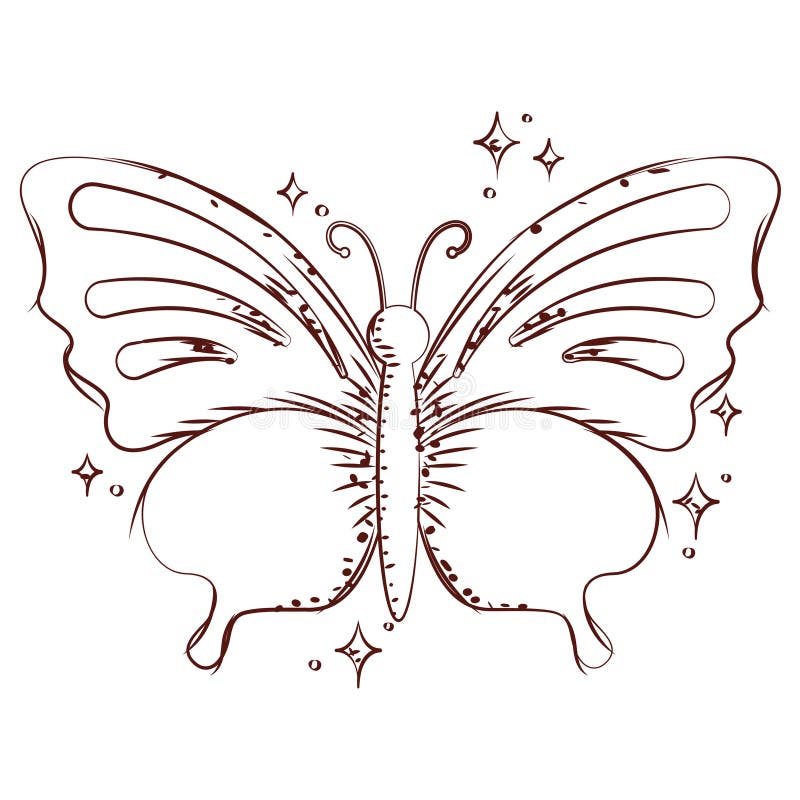 Butterfly Line Art Style. Vector Stock Vector - Illustration of contour ...