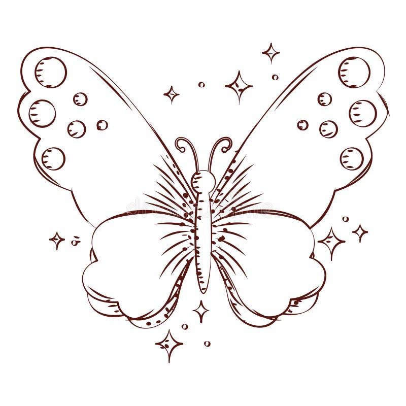 Butterfly Line Art Style. Vector Stock Vector - Illustration of ...