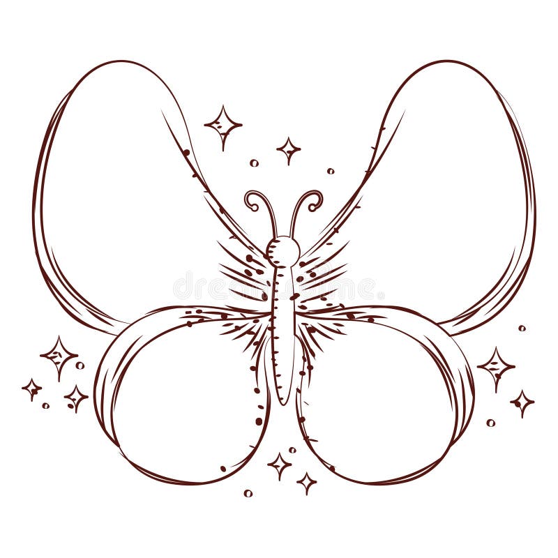 Butterfly Line Art Style. Vector Stock Vector - Illustration of fine ...