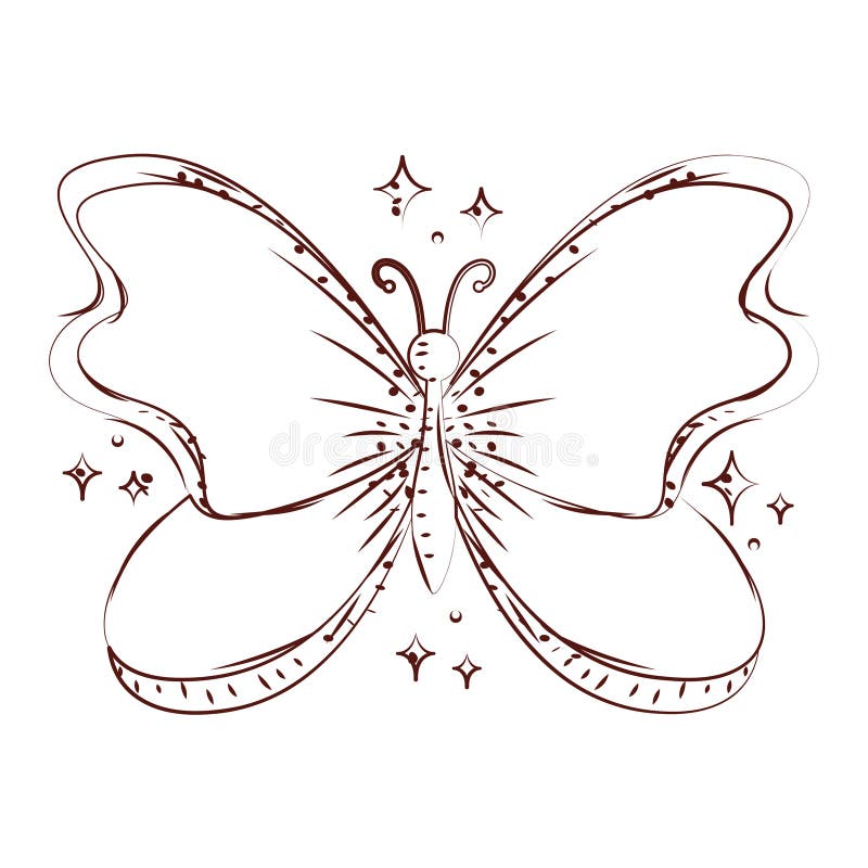 Butterfly Line Art Style. Vector Stock Vector - Illustration of retro ...