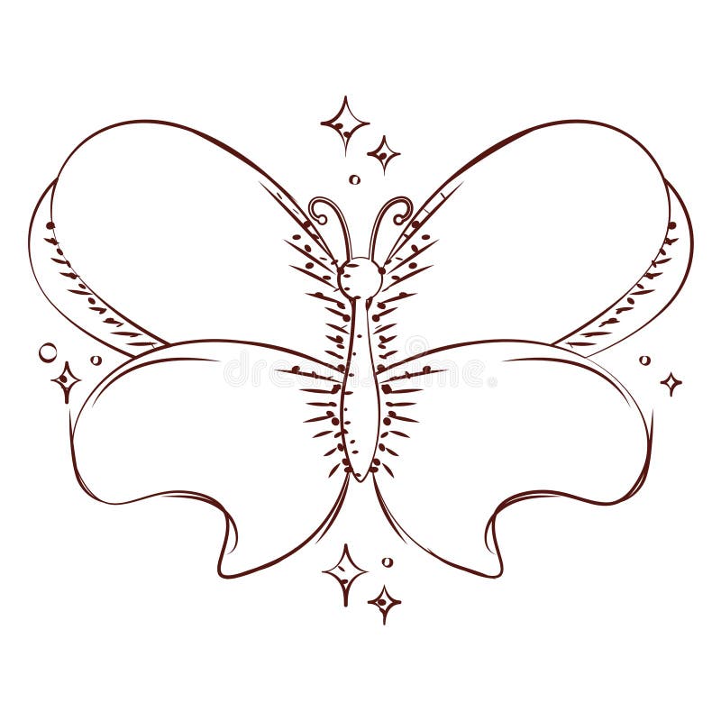 Butterfly Line Art Style. Vector Stock Vector - Illustration of ...