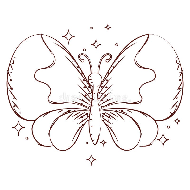Butterfly Line Art Style. Vector Stock Vector - Illustration of vintage ...
