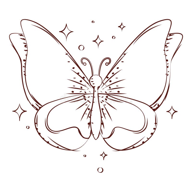 Butterfly Line Art Style. Vector Stock Vector - Illustration of fairy ...