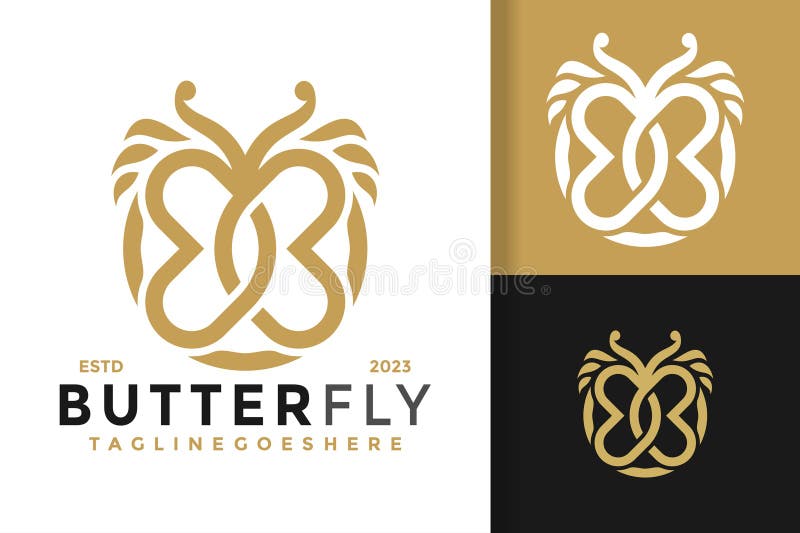Butterfly Logo Design Vector Symbol Icon Illustration Stock Vector ...