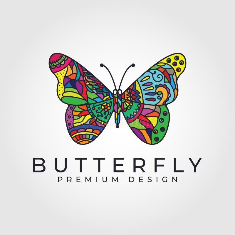 Butterfly Logo. Multicolored Rainbow Abstract Butterfly Vector ...