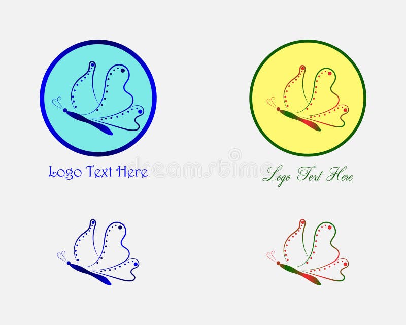 Butterfly Logo Set with Different Colors and Styles with Logo Text ...