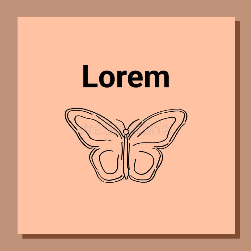 Butterfly Logo Template. Copy Space Text on Beige. Vector Illustration ...