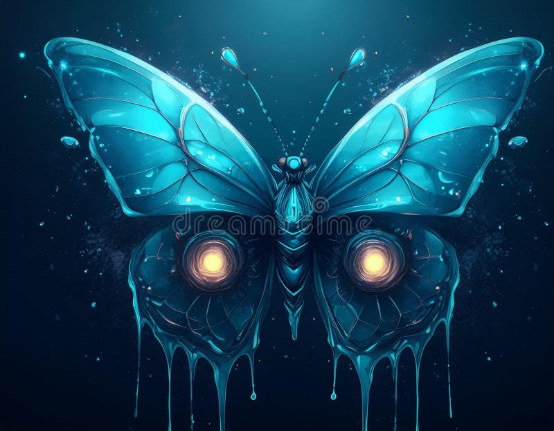 A Butterfly Made of Aqua Colored Butter with Laser Sharp Wide Eyes ...