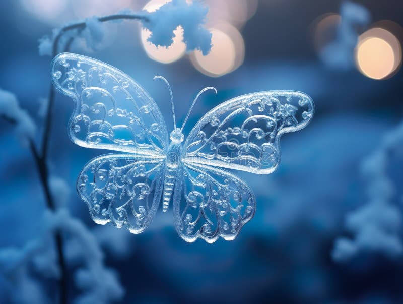 Butterfly Made of Ice. Winter Butterfly Concept Stock Illustration ...