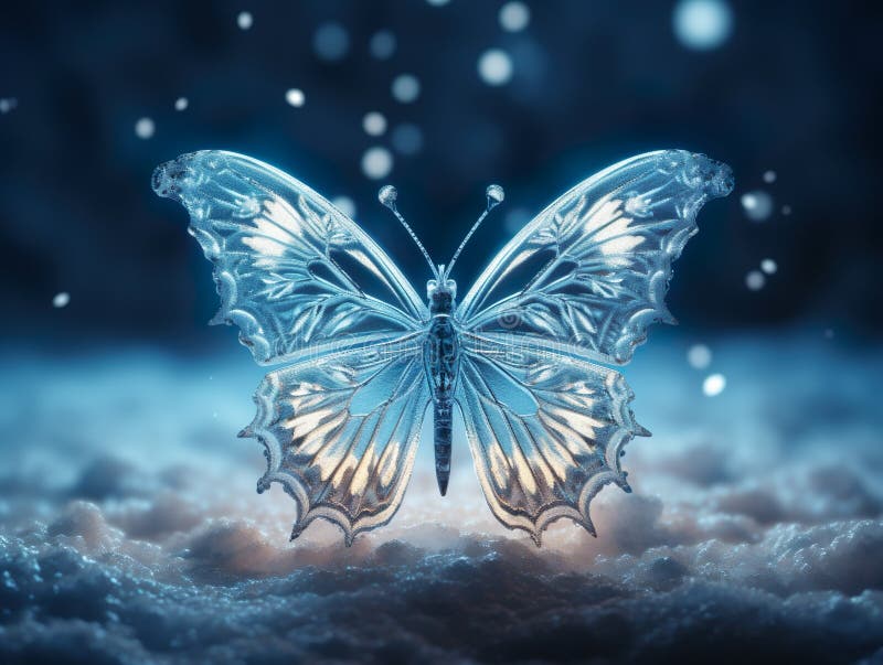 Butterfly Made of Ice. Winter Butterfly Concept Stock Illustration ...