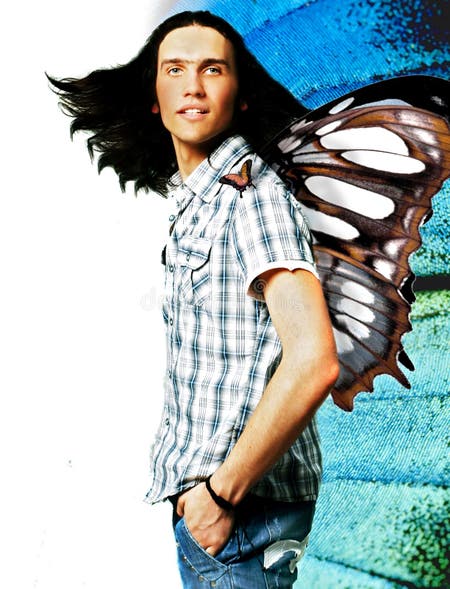 Butterfly-man stock image. Image of handsome, person, male - 7473423