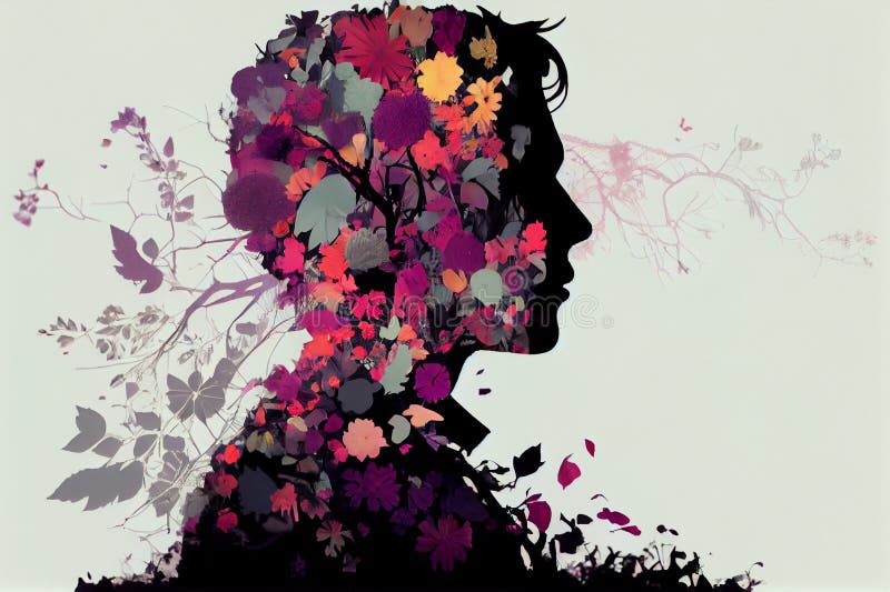 Silhouette of a Man from Multi-colored Flowers. AI Generated Stock ...