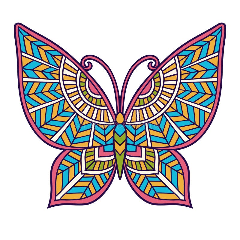 Butterfly Mandala. Vector Zen Decorative Element. Stock Vector ...