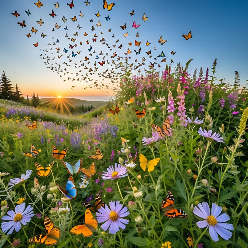 Butterfly on the meadow stock illustration. Illustration of leaf ...