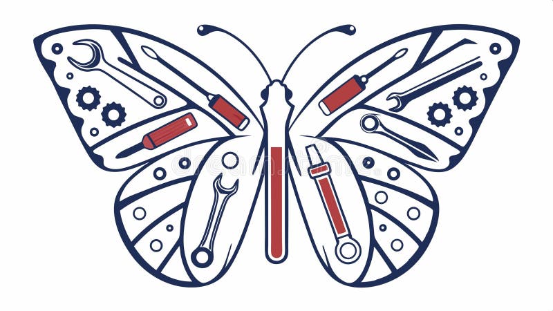 Butterfly with Mechanical Tool Wing Patterns Vector Design Generative ...
