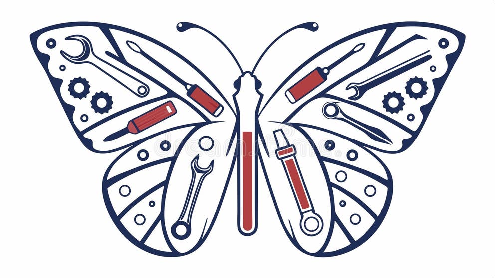 Butterfly with Mechanical Tool Wing Patterns Vector Design Generative ...