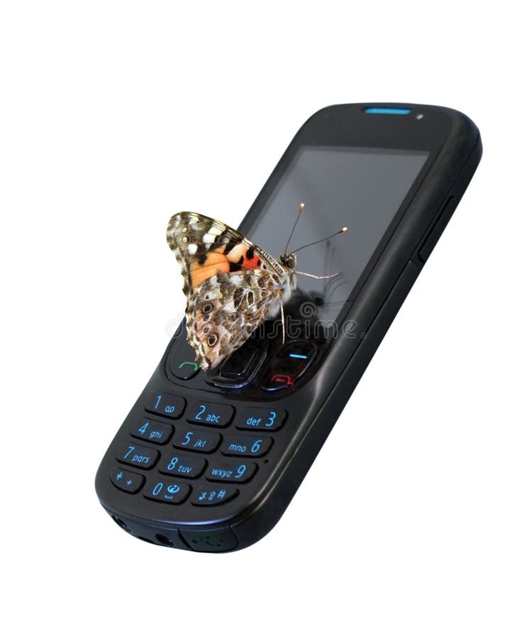 Butterfly on mobile stock image. Image of keys, mobile - 16802949