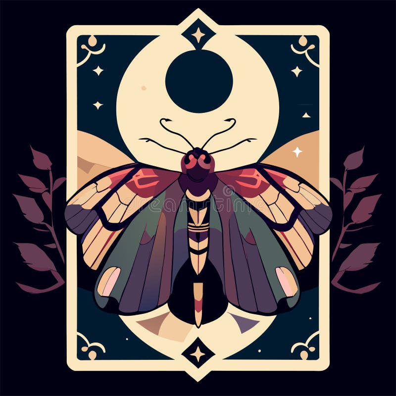 Butterfly on the Moon in the Night. Vector Illustration Stock Vector ...
