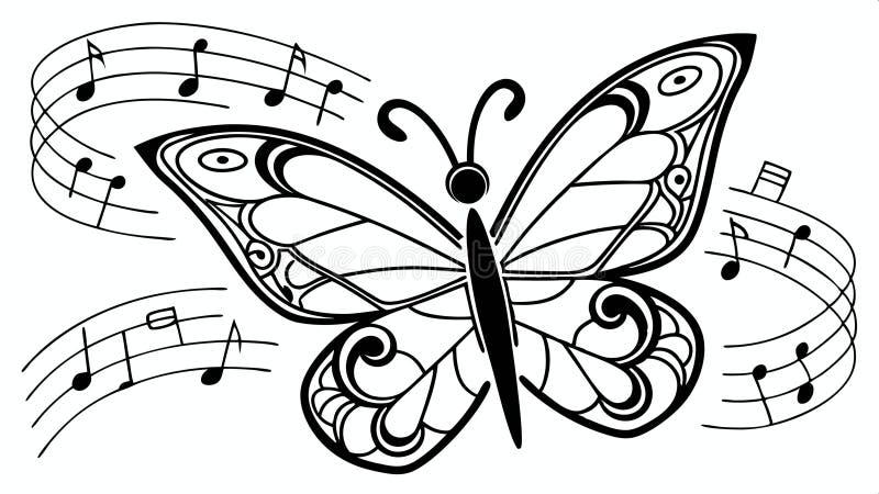Butterfly Music Notes Wing Pattern Melody Nature Art Vector Design ...