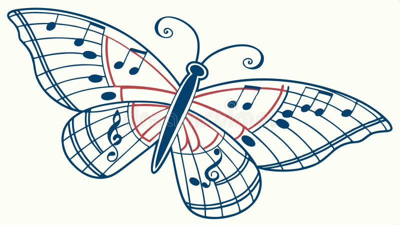 Butterfly with Musical Notes Design Vector Design Generative AI Stock ...