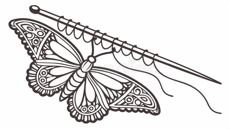 Butterfly with Needle and Thread Illustration. Crafting and Nature Art ...