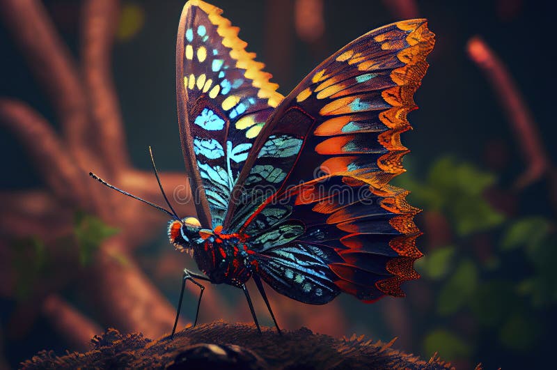 Butterfly, Neon Colors. Generative AI Stock Illustration - Illustration ...