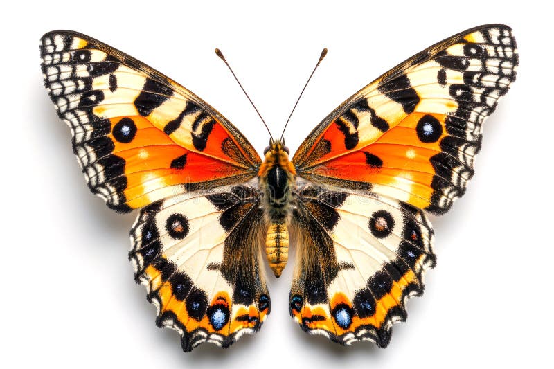 Butterfly with Open Wings Showing Beautiful Pattern Isolated on White ...