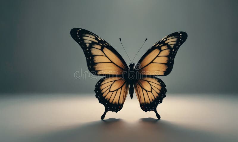 Butterfly with Shadow on the Ground Stock Illustration - Illustration ...