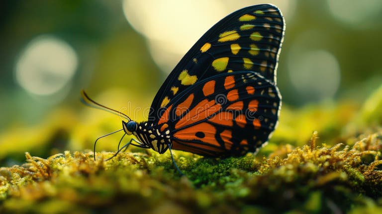 Butterfly on Moss Ground stock image. Image of butterfly - 388040191
