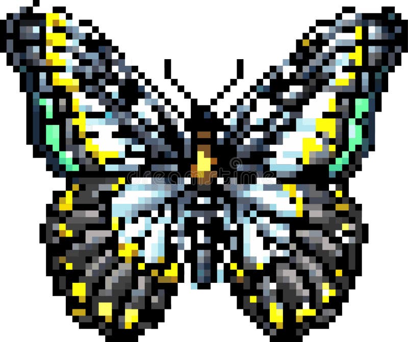 Butterfly Pixel Art Icon Isolated Retro Style Stock Vector ...