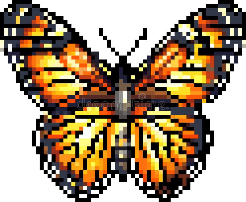 Butterfly Pixel Art Icon Isolated Retro Style Stock Vector ...