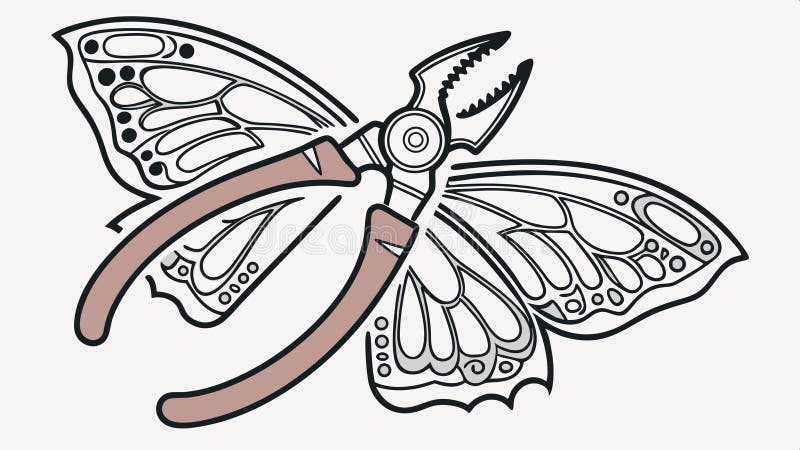 Butterfly with Pliers Illustration Nature and Tools Concept Vector ...