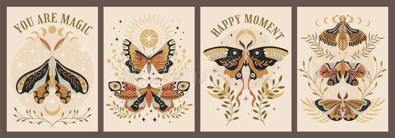 Butterfly Poster. Decorative Placards with Beautiful Flying Butterfly ...