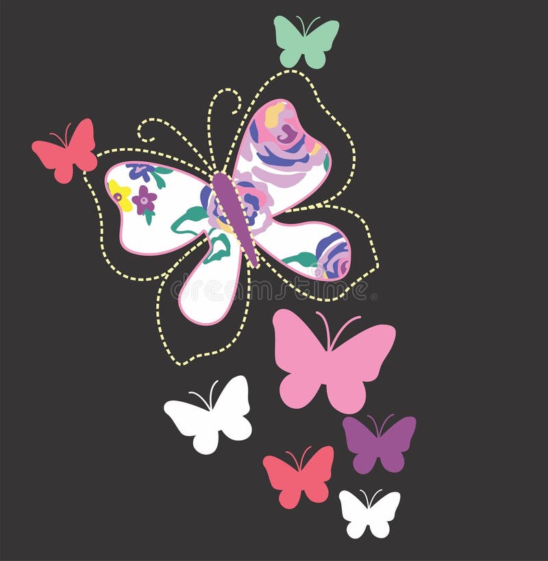 Butterfly Print Vector Design Stock Vector - Illustration of little ...