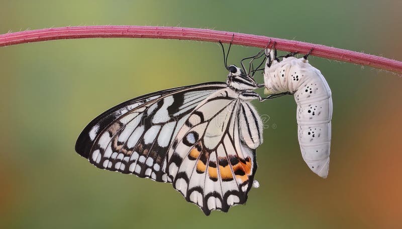 Butterfly, Pupae and Cocoons are Suspended. Concept Transformation of ...