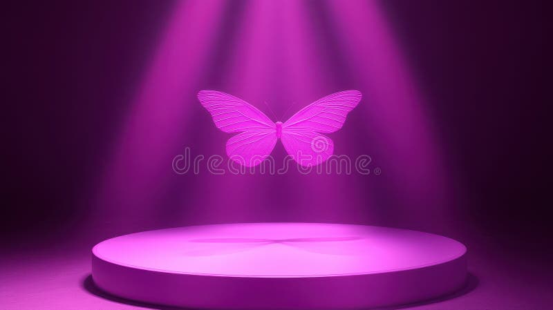 Butterfly in Purple Spotlight a Single Butterfly Hovers Above a Stage ...