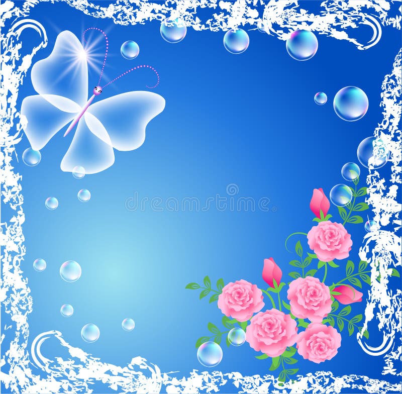 Butterfly Flower Frame Background Stock Illustration - Illustration of ...